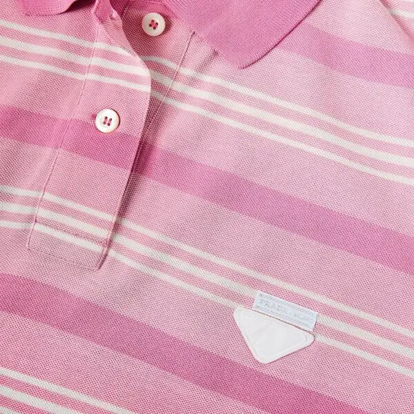 Prada Striped Long Sleeve Polo Shirt - No