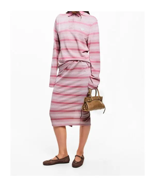 Prada Striped Long Sleeve Polo Shirt - No