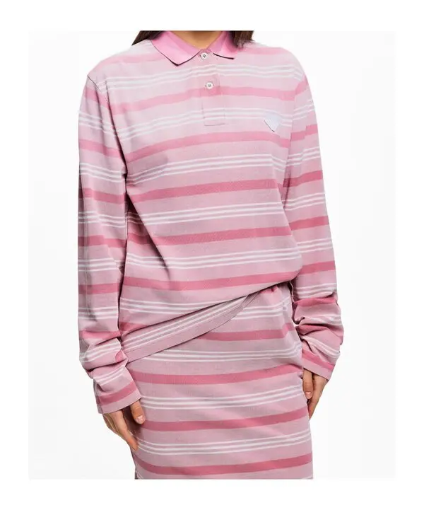 Prada Striped Long Sleeve Polo Shirt - No
