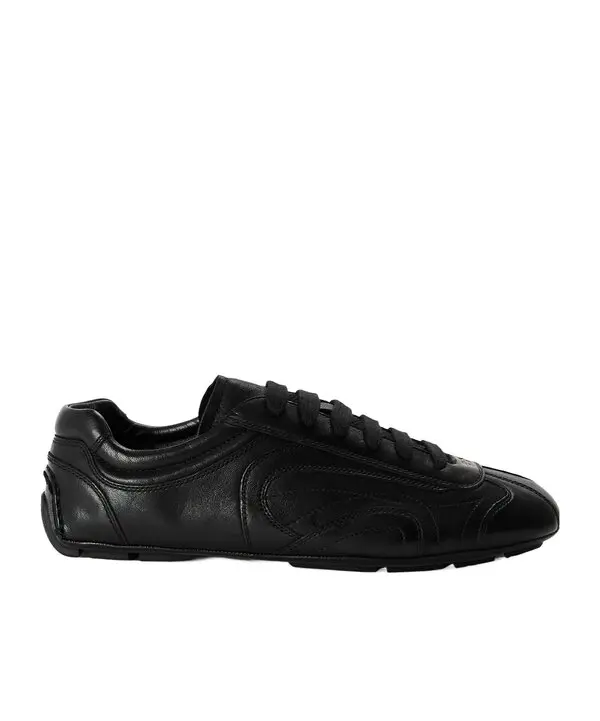 Prada Montacarlo Leather Low-top Trainers - Black