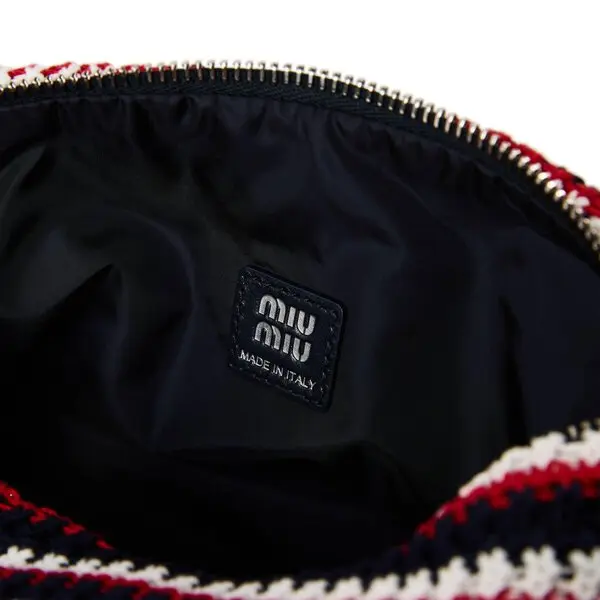 Miu Miu Striped Shoulder Bag - Black