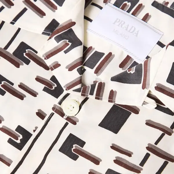 Prada Patterned Short Sleeve Shirt - White