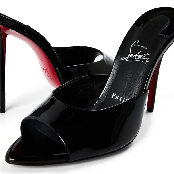CHRISTIAN LOUBOUTIN Heeled Mules With Signature Red Sole - Black
