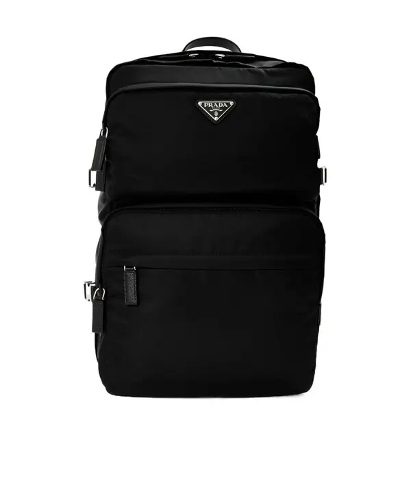 Prada Triangular Logo Backpack - Black