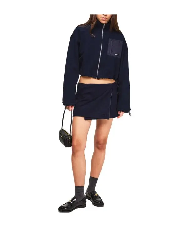 Miu Miu Cropped Zip-up Fleece Jacket