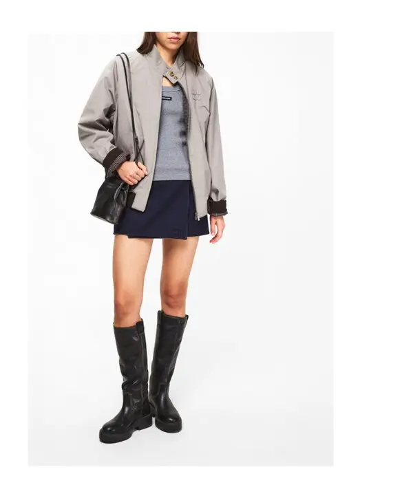 Miu Miu Zip-up Jacket With Embossed Logo - No