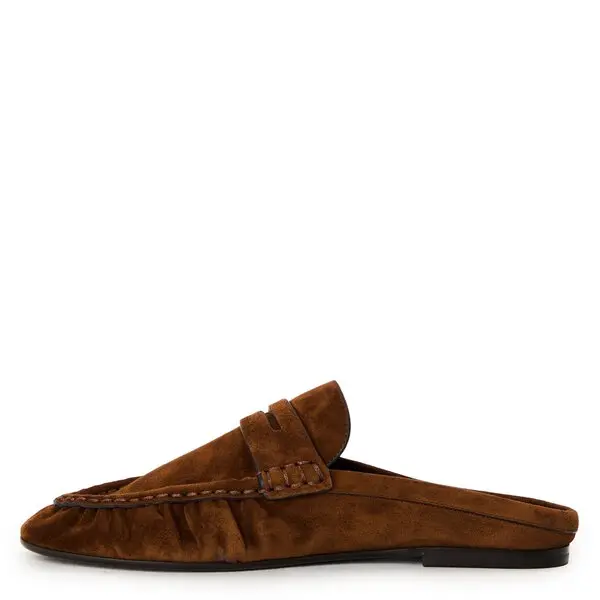 Saint Laurent Suede Slip-on Loafers With Buckle Detail