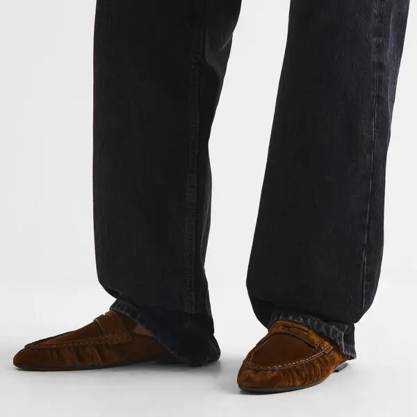 Saint Laurent Suede Slip-on Loafers With Buckle Detail