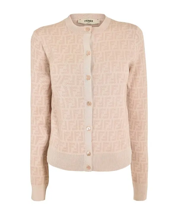 Fendi Light Pink Crew Neck Knit Cardigan