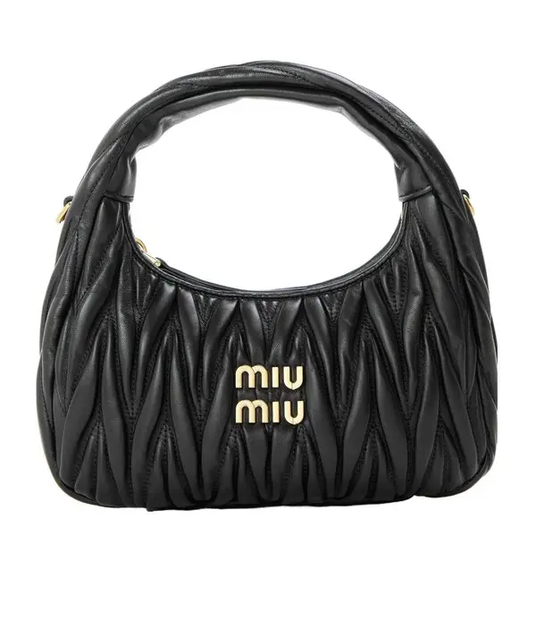 Miu Miu Leather Hobo Bag - Black