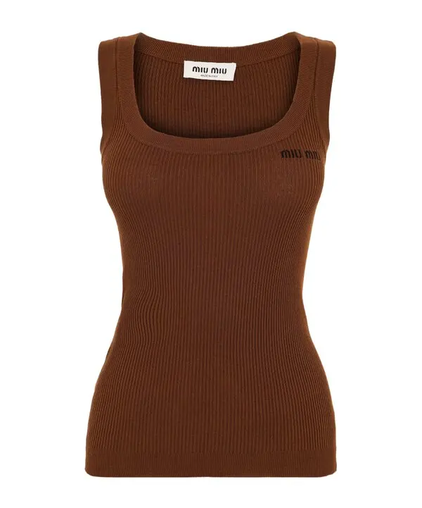 Miu Miu Ribbed Knit Vest - Brown