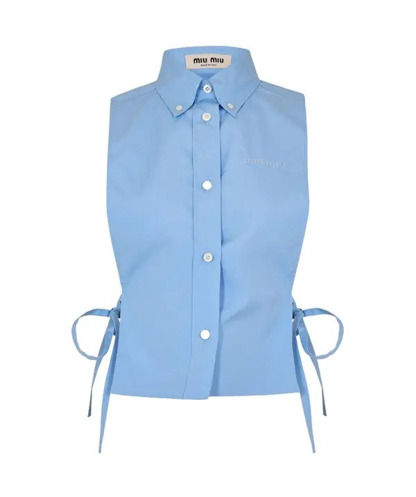 Miu Miu Sleeveless Shirt With Ties - Blue