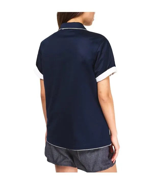 Prada Navy Short Sleeve Polo Shirt With Contrast Trim