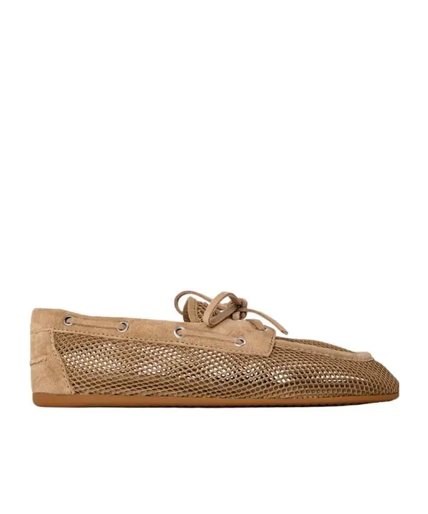 Miu Miu Lace-up Front Mesh Flats