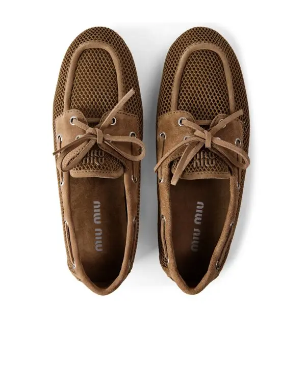 Miu Miu Lace-up Front Mesh Flats