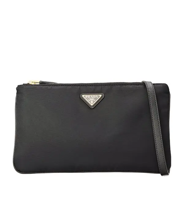 Prada Nylon Pouch With Triangular Logo Plaque