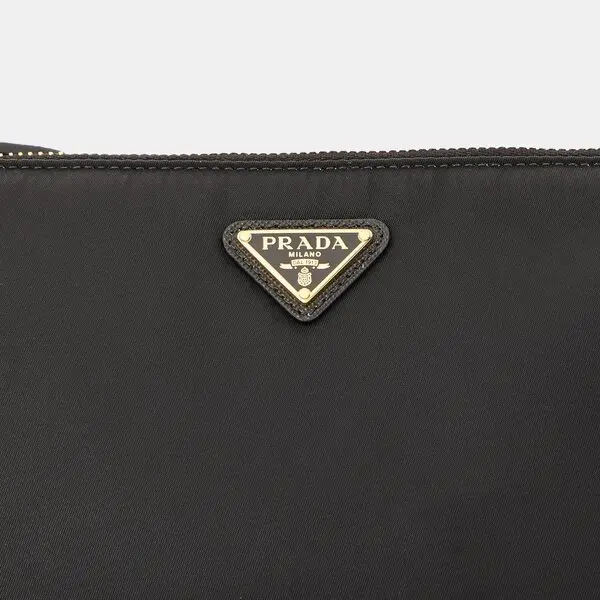 Prada Nylon Pouch With Triangular Logo Plaque