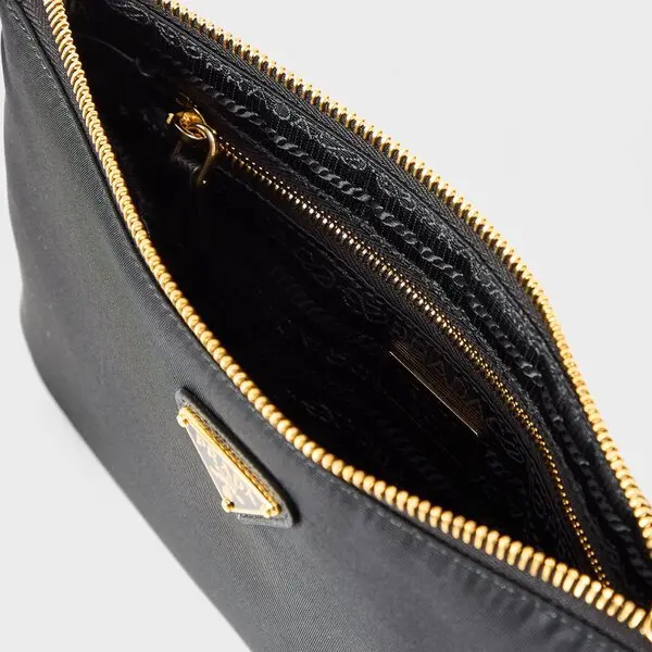 Prada Nylon Pouch With Triangular Logo Plaque