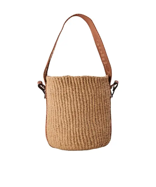 Chloé Natural Woven Bucket Bag With Leather Strap - Brown