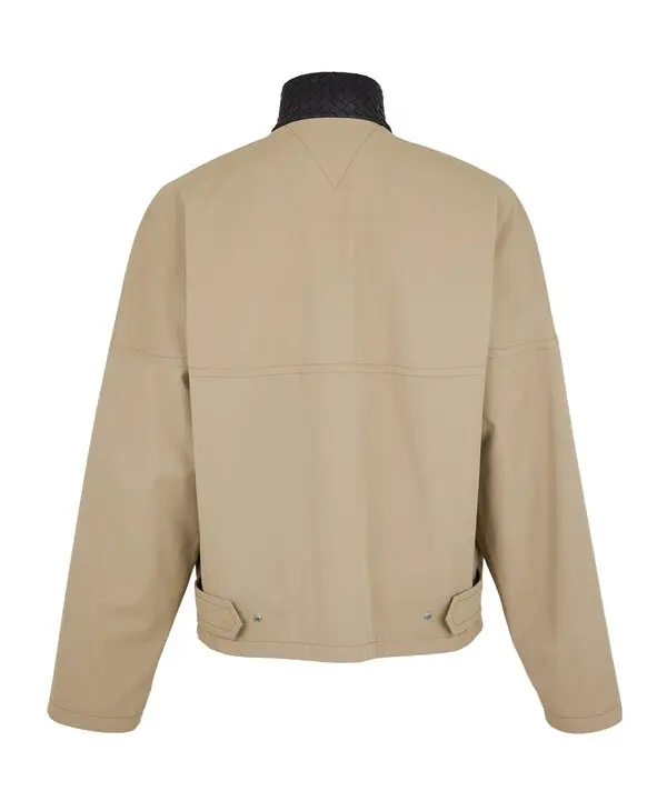 Bottega Veneta Beige Jacket With Woven Stand Collar