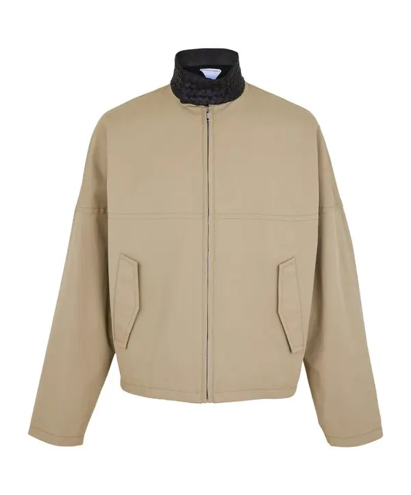 Bottega Veneta Beige Jacket With Woven Stand Collar