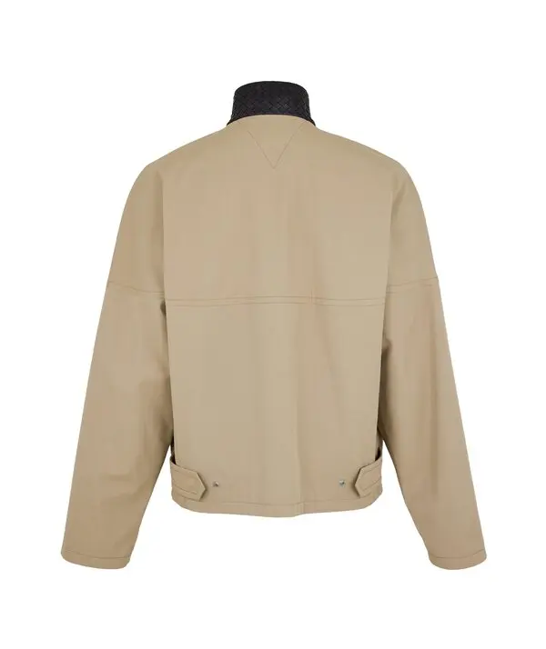Bottega Veneta Beige Jacket With Woven Stand Collar