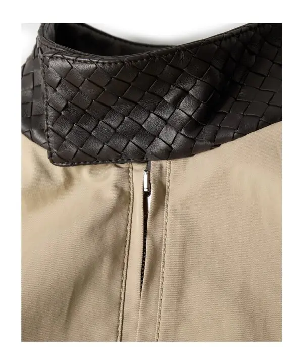 Bottega Veneta Beige Jacket With Woven Stand Collar