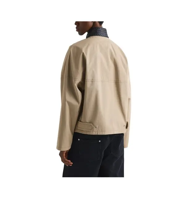 Bottega Veneta Beige Jacket With Woven Stand Collar