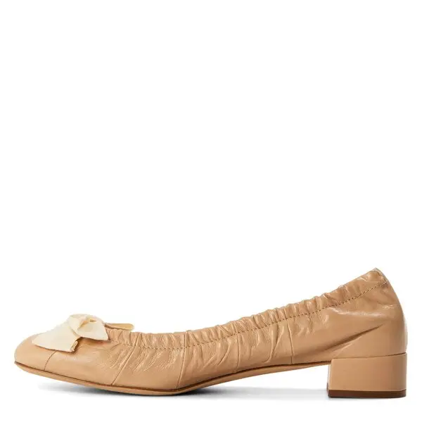 Prada Ballerina Flats With Bow Detailing - Nude