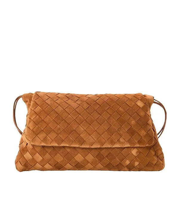 Bottega Veneta Suede Woven Crossbody Bag