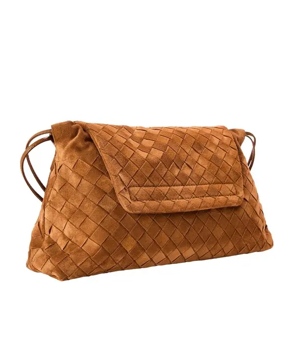 Bottega Veneta Suede Woven Crossbody Bag