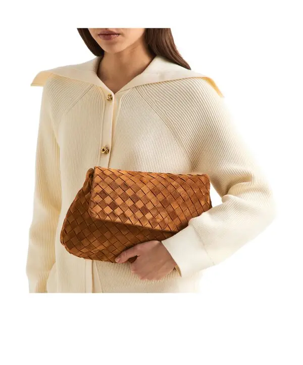 Bottega Veneta Suede Woven Crossbody Bag