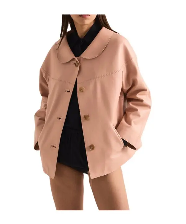 Prada Leather Jacket With Button Closure