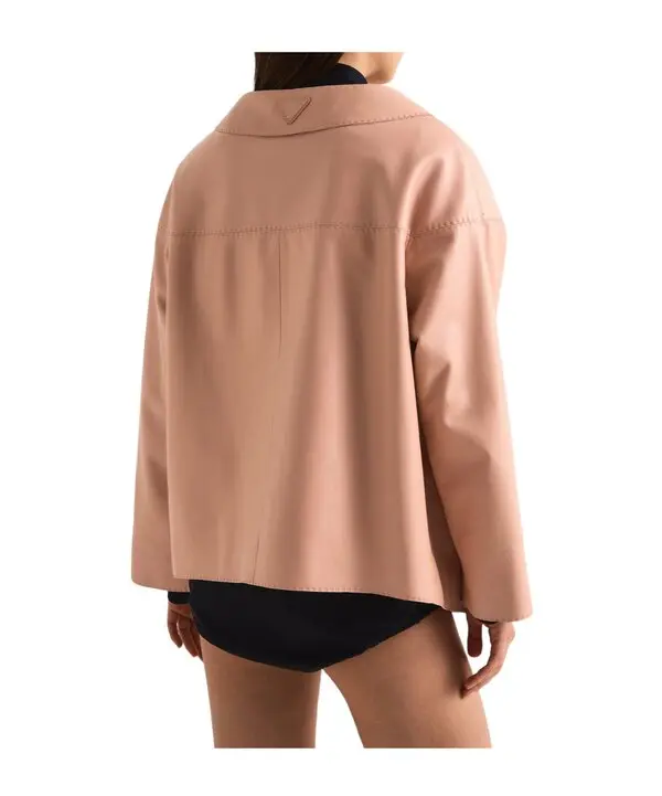 Prada Leather Jacket With Button Closure