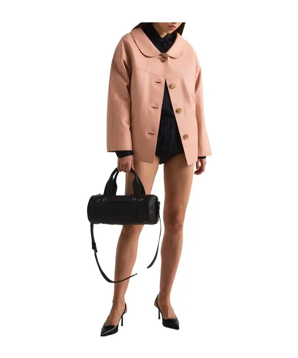 Prada Leather Jacket With Button Closure