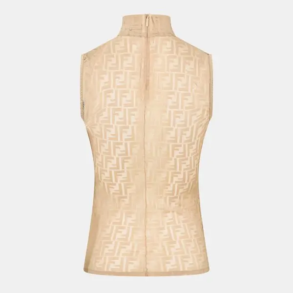 Fendi Sleeveless High-neck Geometric Pattern Top