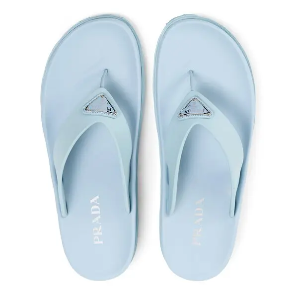 Prada Soft Cage Vinyl Thong Sandals - Blue
