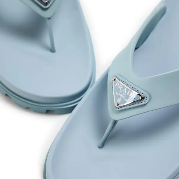 Prada Soft Cage Vinyl Thong Sandals - Blue