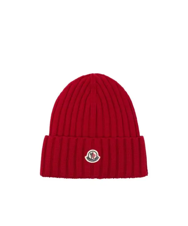 Moncler Ribbed Knit Beanie - Red