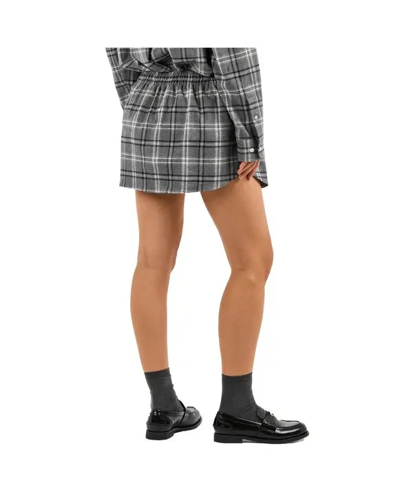 Miu Miu Grey Plaid Flannel Mini Skirt - Gray