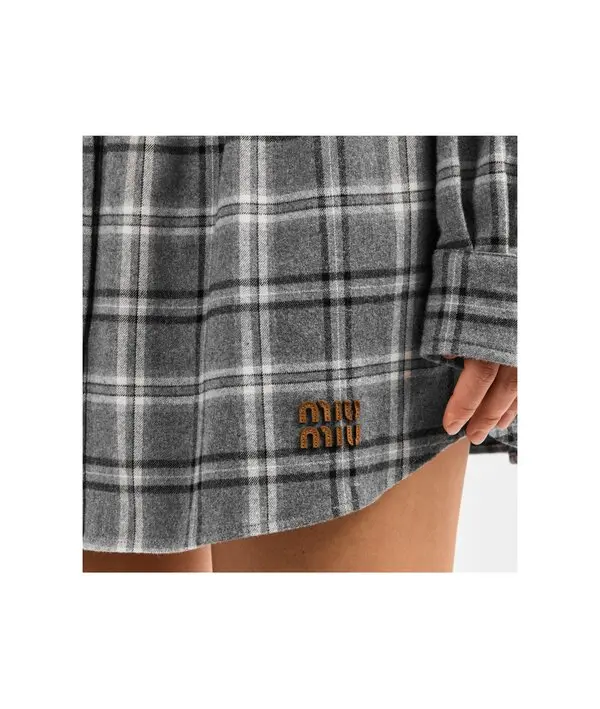 Miu Miu Grey Plaid Flannel Mini Skirt - Gray