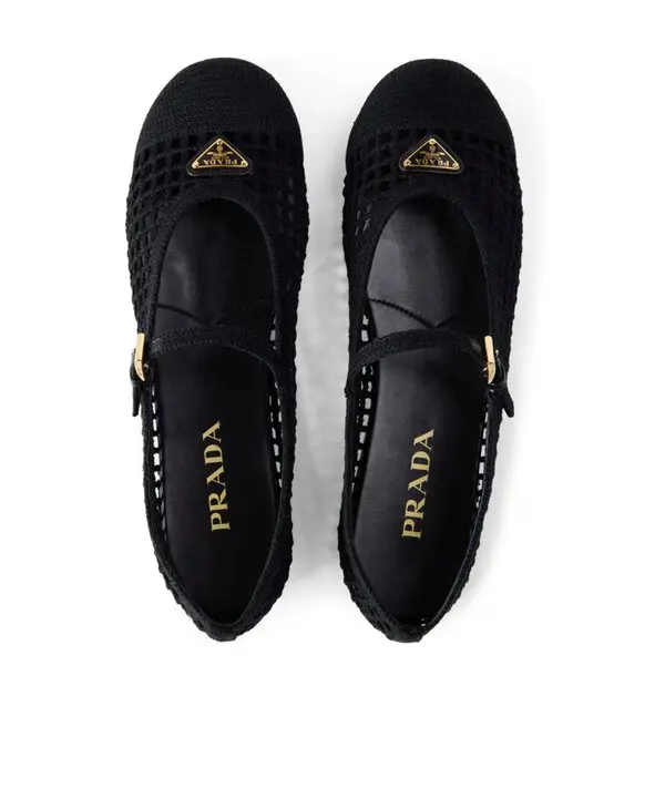 Prada Crochet Ballet Flats