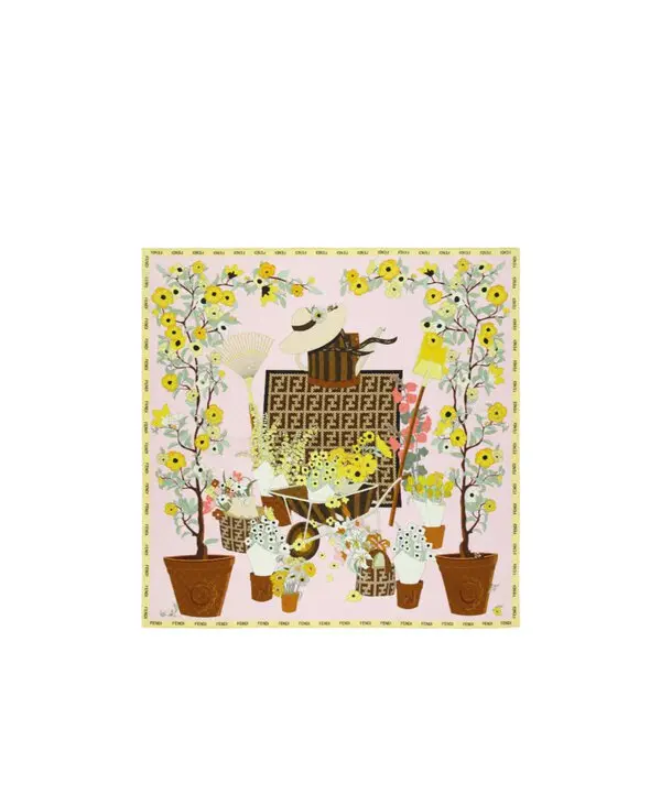 Fendi Printed Square Scarf - Multicolor