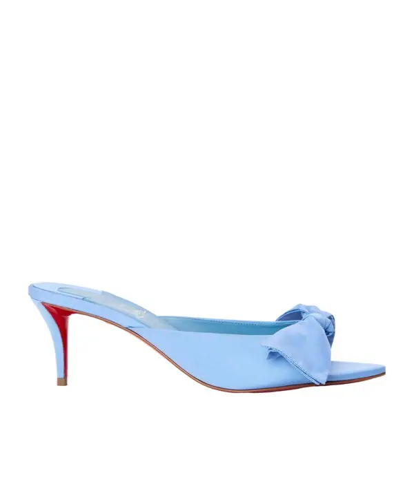CHRISTIAN LOUBOUTIN Light Satin Mule With Bow Detail - Blue