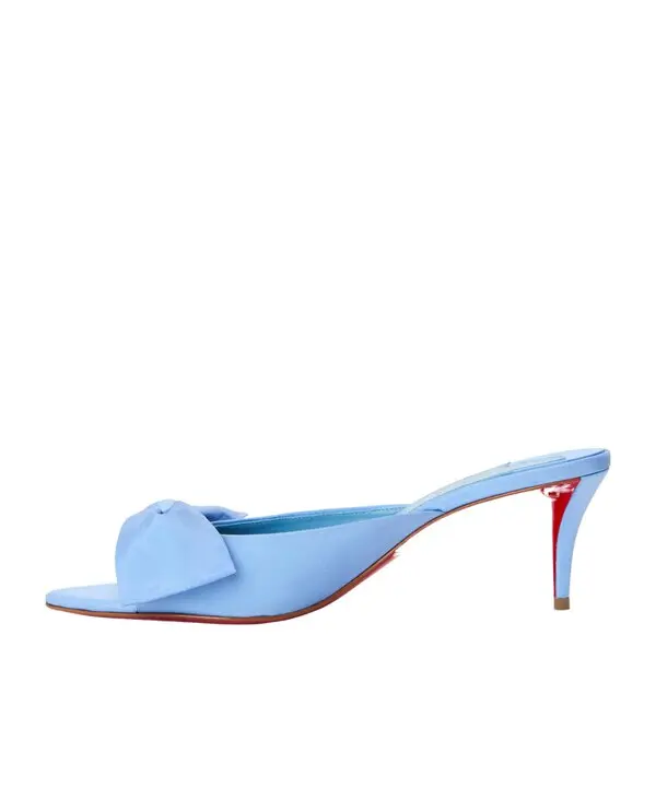 CHRISTIAN LOUBOUTIN Light Satin Mule With Bow Detail - Blue