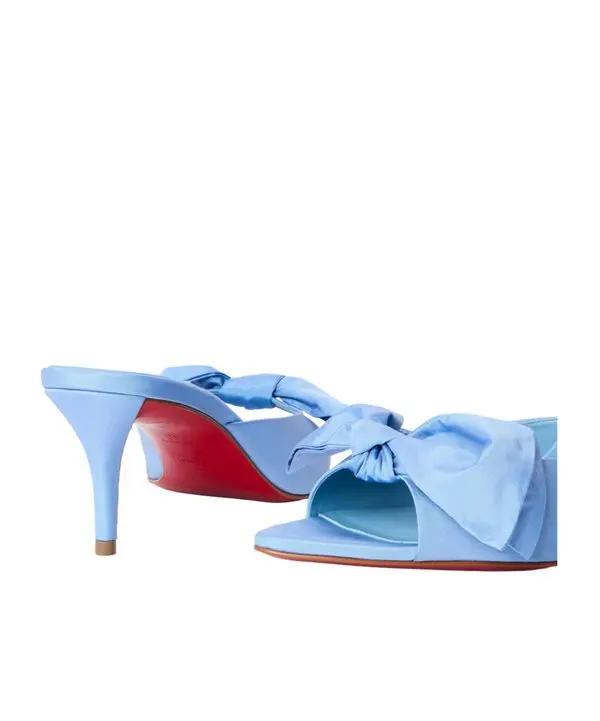 CHRISTIAN LOUBOUTIN Light Satin Mule With Bow Detail - Blue