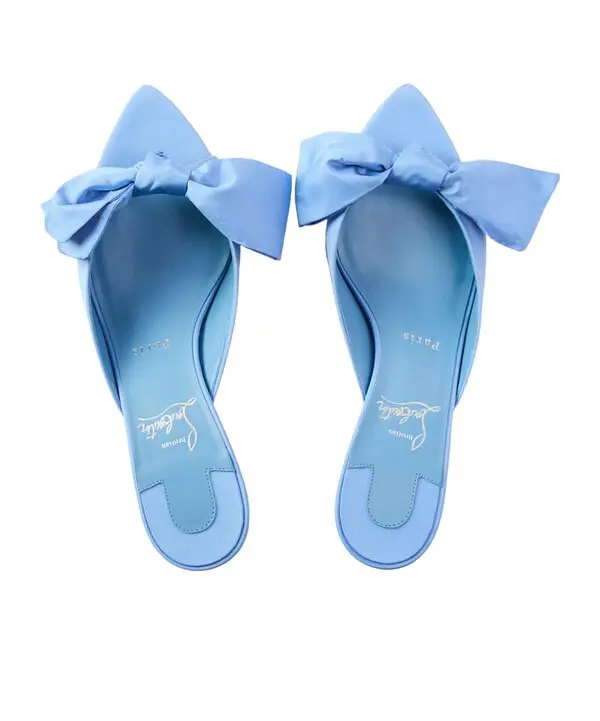 CHRISTIAN LOUBOUTIN Light Satin Mule With Bow Detail - Blue