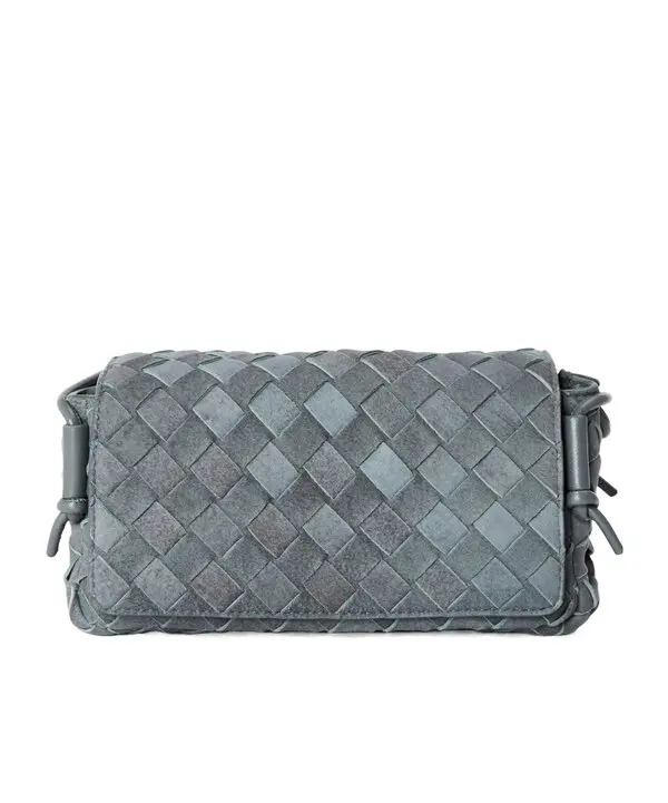 Bottega Veneta Woven Leather Crossbody Bag - Gray