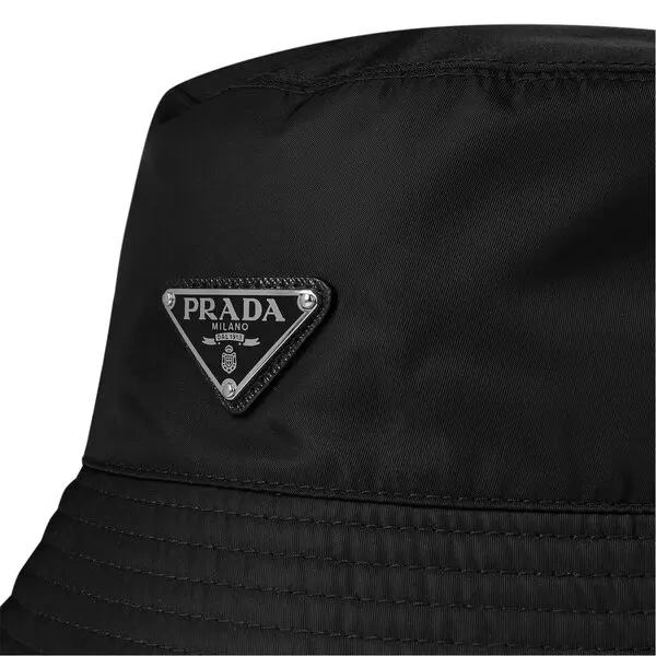 Prada Nylon Bucket Hat With Logo