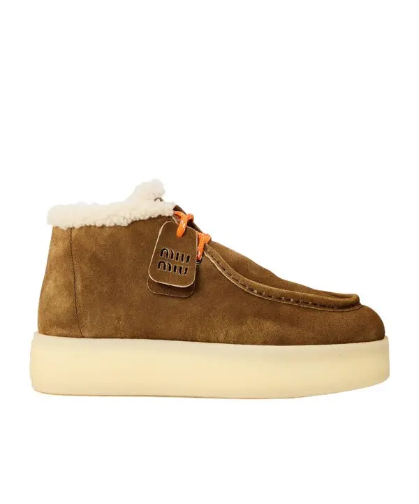 Miu Miu Shearling-lined Suede Ankle Boots